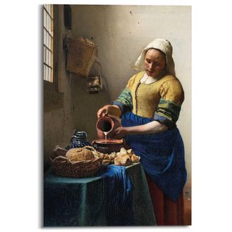 Reinders Wandbild, Vermeer Dienstmagd mit Milchkrug, Wohnzimmer, Bilder, Wanddeko, Room Decor, MDF, Mehrfarbig, 90 x 60
