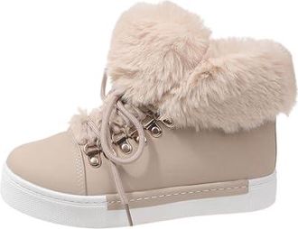 Generic Bottes dhiver chaudes pour femme doubl&eacute;es de fausse fourrure confortables &agrave; lacets pour la marche en plein air pour femme - Bottes de randonn&eacute;e - Chau