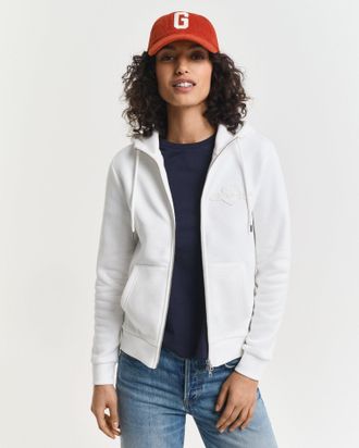 GANT Damen Tonal Shield Sweatjacke (XXXL) EGGSHELL