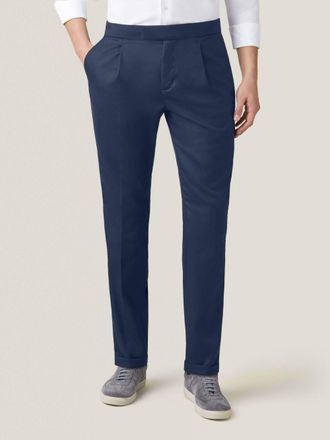 Luca Faloni Bundfaltenhose in Klassischblau aus Wolle f&uuml;r Herren