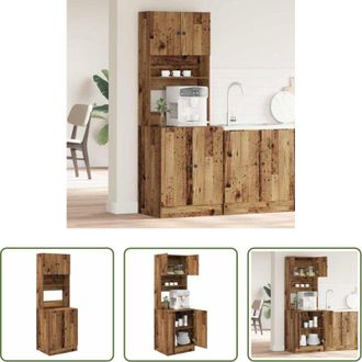 vidaXL vidaXL K&uuml;chenm&ouml;bel - K&uuml;chenbuffet mit Regal mit T&uuml;r 2 pcs Altholz 60 x 50 x 180 cm
