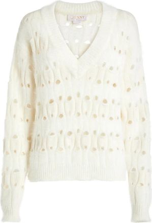 Genny Pull col en V en maille - Femme - Pulls - Blanc - Taille: 34 FR