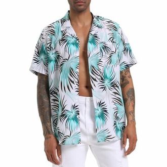 Generic Chemise d&eacute;t&eacute; &agrave; manches courtes pour homme avec poche, chemise hawa&iuml;enne ample, chemise de plage imprim&eacute;e, l&eacute;g&egrave;re, d&eacute;contract&eacute;e, tendance et polyvalent