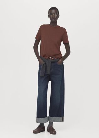 Mango T-shirt coton manches courtes rouge-orang&eacute; - Femme - XXL - MANGO