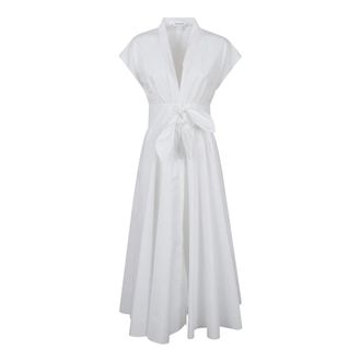 Alaia Plissiertes Midikleid mit Schleifendetail - - Dresses - Damen - Wei&szlig; - S