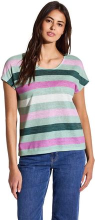 Street One Damen A322702 Gestreiftes T-Shirt, Soft Jade Green, 44