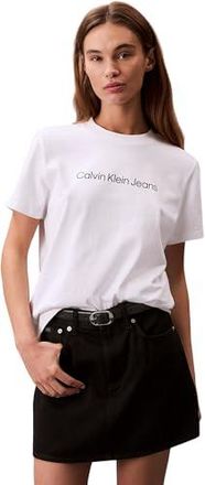Calvin Klein Jeans T-Shirt Classique A- INST. Logo SS LV047C912G pour Femme, Blanc (Brilliant White), XS, Blanc Brillant, XS