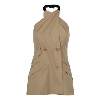 Max Mara &Auml;rmellose Weste mit geflochtenem Kragendetail - - Jackets - Damen - Braun - M