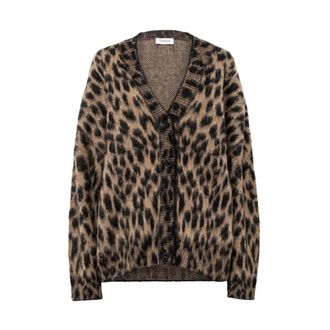 Laneus Cardigan aus angerautem Strick mit Leopardenmuster - - Knitwear - Damen - Beige - M