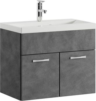 Badplaats Badplaats - Badezimmer Badm&ouml;bel-Set Montreal 01 60cm Waschbecken Dunkelgrau