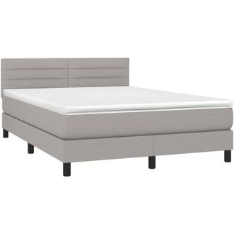 vidaXL Boxspringbett mit Matratze Hellgrau 140x200 cm Stoff Vidaxl