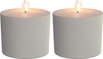 Piffany Copenhagen UYUNI Lighting LED-Kerze mit patentierter flackernder Flamme, elegantes und minimalistisches Design mit Echtwachsbasis, Wachs, ivory pillar, 7,8 x 12,