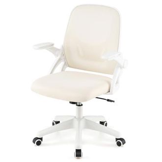Giantex Fauteuil de Bureau Pivotante en Maille, Accoudoirs Relevables &agrave; 90&deg;, Chaise Bureau avec roulettes, Hauteur R&eacute;glable, Assise Rembourr&eacute;e, Support Lombai