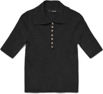 Vero Moda Vmmarina 2/4 Poloneck Pullover Noos Pull, Noir, XL Femmes