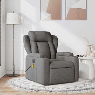 vidaXL Fauteuil de massage inclinable Gris fonc&eacute; Tissu Vidaxl