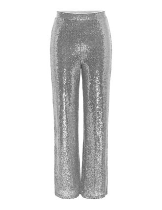 Only Damen Onlbecca Sequins Pant WVN, Silver, S
