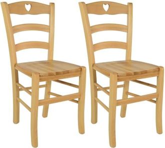 Altobuy Naples - Lot de 2 Chaises Naturelles et Assises en Bois