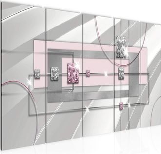 Runa Art Wandbild XXL Abstrakt Wohnzimmer Schlafzimmer 200 x 80 cm Grau Rosa 5 Teilig - Made in Germany - 020555c