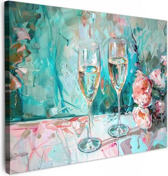 MuchoWow © Leinwand Bilder 70x50 cm Wanddeko Wohnzimmer Aesthetic Room Decor Deko Zimmer Wandbilder Modern Bild auf Leinwand Küchenbilder - Küche - Champagner 