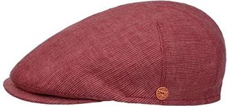 Mayser Casquette en Lin Sidney Stripes Homme - Made in The EU Gavroche avec Visiere, Doublure, Doublure Printemps-ete Ete - 55 cm Rouge