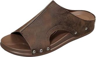 Generic Pantoufles pour femme - Mode d&eacute;t&eacute; - En cuir - Plateforme compens&eacute;e - Antid&eacute;rapantes - Pour la plage, marron, 37 EU