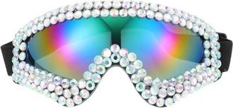 BESPORTBLE POPETPOP Lunettes de Soleil D&eacute;coratives pour Bijoux Lunettes de Carnaval &agrave; Monture Pilote Iris&eacute;e de Cristaux et Perles Accessoires de F&ecirc;te Color&eacute;s pou