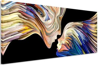 Paul Sinus Art Panoramabild 150x50cm Illustration - Bunte Gesichter im Seitenprofil auf Leinwand exklusives Wandbild moderne Fotografie f&uuml;r ihre Wand in vielen Gr&ouml;&szlig;e
