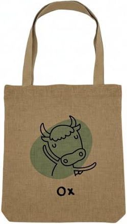 Fabulous Sac Shopping Tote Bag Aspect Lin - Boeuf Signe Astrologique Chinois Dessin Zodiaque Horoscope Animal Illustration - Sac de Courses Toile Epaisse 360g 