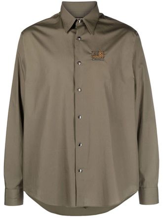 Roberto Cavalli Hemd mit Logo-Stickerei - Gr&uuml;n