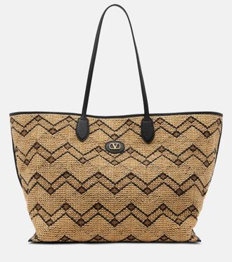 Valentino Garavani Tote Bag VLogo Large aus Raffiabast