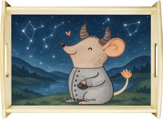 Mr. & Mrs. Panda Tablett Stier Astrologie Design - Geschenk, Serviertablett, Sofa, Sternzeichen, Servier, Tierkreiszeichen, Geburtstagsgeschenk, aus Holz, Holztablett