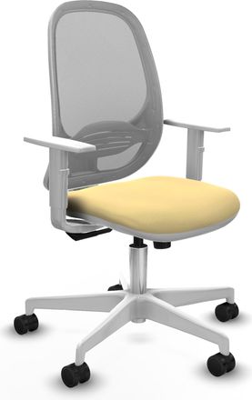 Piqueras y Crespo B&uuml;ro-Betriebsstuhl mit wei&szlig;en Armlehnen, h&ouml;henverstellbare Lendenwirbelst&uuml;tze, ausgestattet mit 3 Positionen und Schneideschaum, Grau/Cremefarben