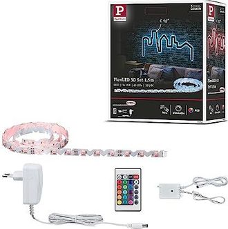 Paulmann 78964 LED Stripe FlexLED 3D Basisset 1,5m RGB incl. 1x11 Watt dimmbar Lichtband Weiß Lichtstreifen Kunststoff LED Band