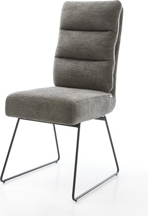 DELIFE Esszimmerstuhl Pela-Flex Boucl&eacute; Soft Schlamm Kufengestell Schwarz Taschenfederkern, Esszimmerst&uuml;hle