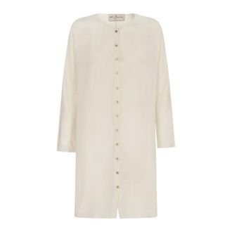 Cortana Femme, Blouses et Chemises, Blanc, Taille: 40 FR Chemisier Ivoire en Soie &agrave; Col Rond