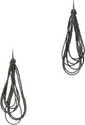 Brunello Cucinelli Femme, Accessoires, Gris, Taille: ONE Size Tiered Multi-Strand Drop Earrings