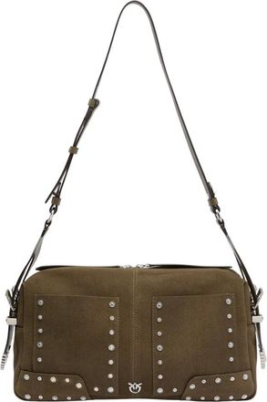 Pinko Pinko - Sac &agrave; bandouli&egrave;re en daim - Femme - Sacs - Brun - Taille: ONE Size