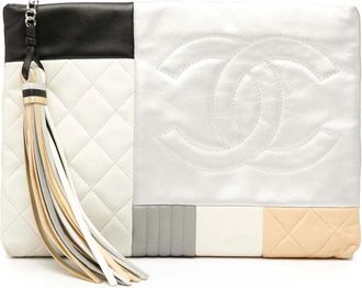 Chanel Clutches - Medium Lambskin Colorblock Patchwork O Case - Gr. unisize - in Weiß - für Damen
