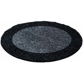 LIFE Tapis Rond Shaggy Poils Longs Bicolore (Anthracite - 160x160cm)
