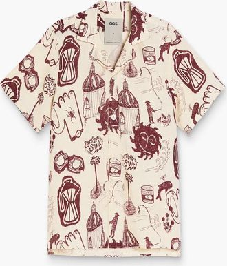 OAS Kurzarmhemd aus Leinen mit Print in