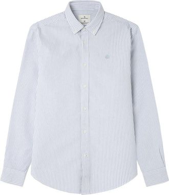 Springfield Herren Striped Classic Oxford with Tree Embroidery Gestreiftes Hemd, blau, S