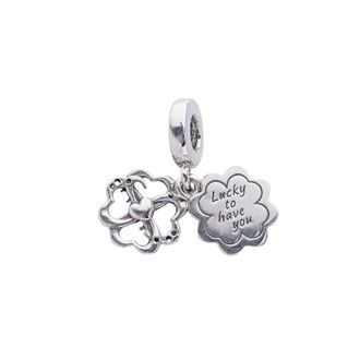 Pandora Vierbl&auml;ttriges Kleeblatt Freundschaft Double Dangle Charm - - Accessories - Damen - Grau - ONE SIZE
