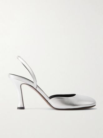 Neous Escarpins À Brides Arrière En Cuir Métallisé Baten - Argenté