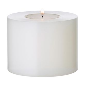 Edzard Dauerkerze Cornelius (Ø 8 cm, H 6 cm) in weiß - Teelichthalter, Kerzenhalter in Kerzenoptik, Windlicht, Teelichtkerze für handelsübliche Teelichter - 