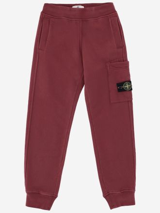Stone Island Boys Cotton Trousers With Logo Red