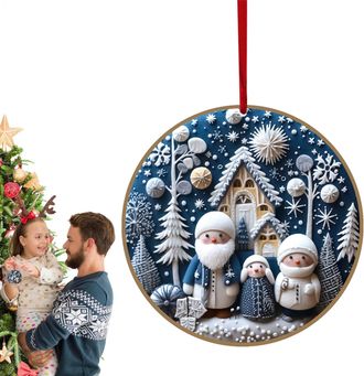 Generic Anh&auml;nger f&uuml;r Weihnachtsb&auml;ume mit | Anh&auml;nger f&uuml;r Weihnachtsb&auml;ume mit Winterschnee | Frohe Weihnachten Santa Elk Deer Anh&auml;nger Geschenk f&uuml;r Weihnachtsso