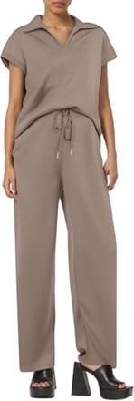 Generic 2026 Ensemble deux pi&egrave;ces pour femme haut maille manches courtes et pantalon large avec cordon de serrage confortable &eacute;l&eacute;gant