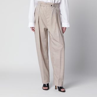 Bottega Veneta Beige m&eacute;lange wool trousers