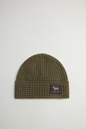 Woolrich Herren Beanie aus einer Schurwoll-Kaschmir-Mischung im Wabenstrick by Todd Snyder Grün Größe ONE