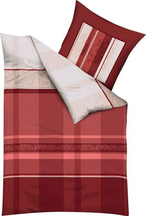 Kaeppel Biber Fein-Biber Bettw&auml;sche mit Rei&szlig;verschluss 135x200 80x80 (838 rot)